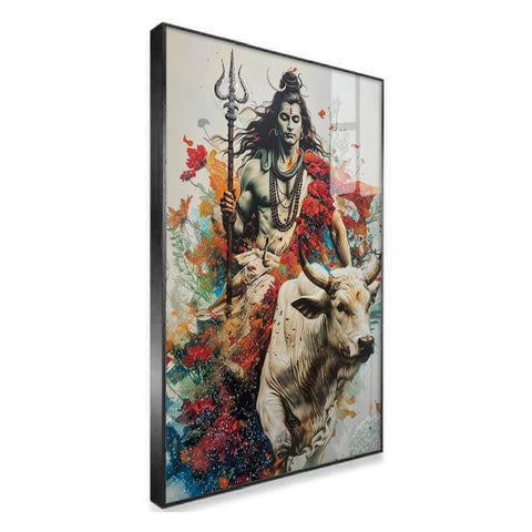 Abstract Lord Shiva Spiritual Acrylic Painting – Decors Mantra