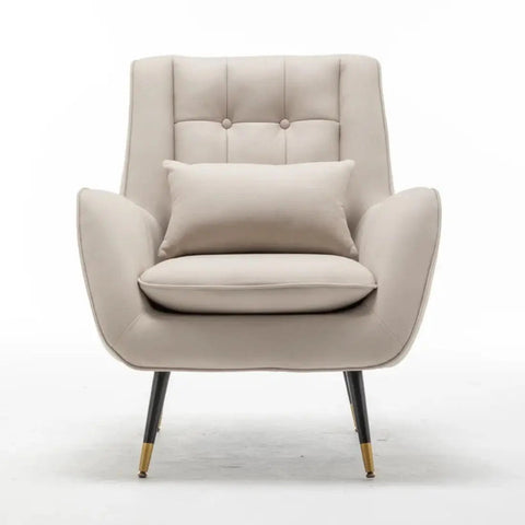 Classic Off-white Thick Padded Velvet Armchair with Cushion – Decors Mantra