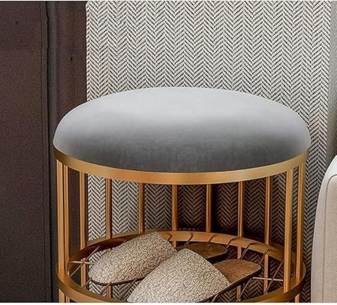 Metal Frame Shoe Bench Rack with Gray Padded Seat – Decors Mantra