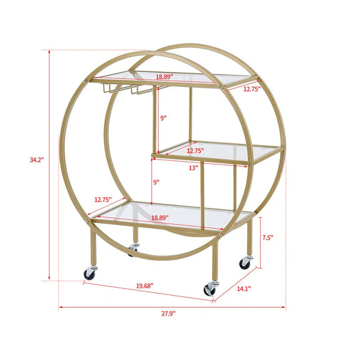 Modern Circular Drink Trolley With Glass Rack Trolley – Decors Mantra