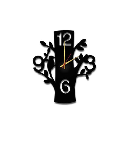 Black MDF Tree Modern Wall Clock – Decors Mantra